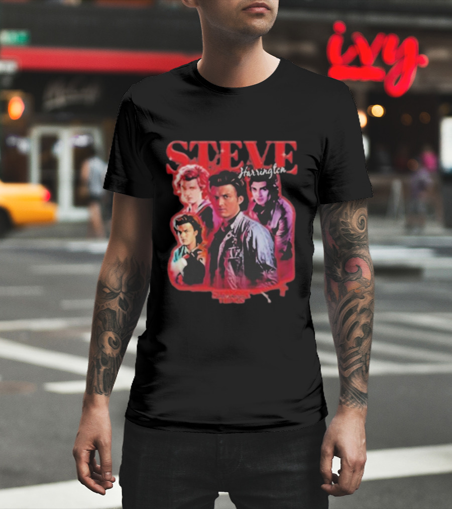 Steve Harrington Stranger Things Character Collage T-Shirt
