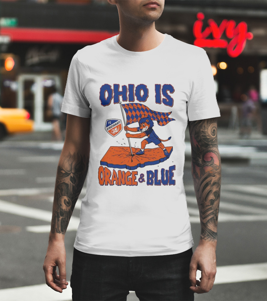 Ohio Is Orange And Blue FC Cincinnati Mascot Flag T-Shirt