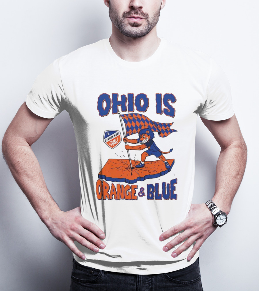 Ohio Is Orange And Blue FC Cincinnati Mascot Flag T-Shirt