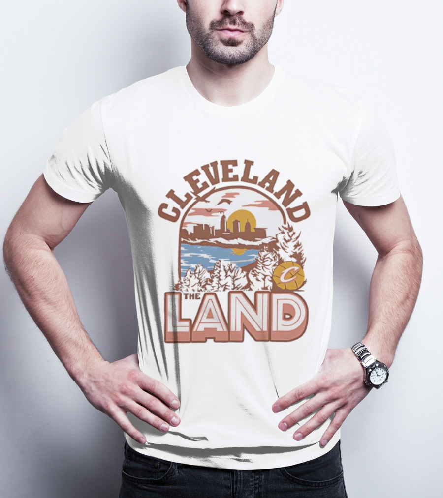 Cleveland Skyline The Land C Basketball Icon Lake Scene T-Shirt