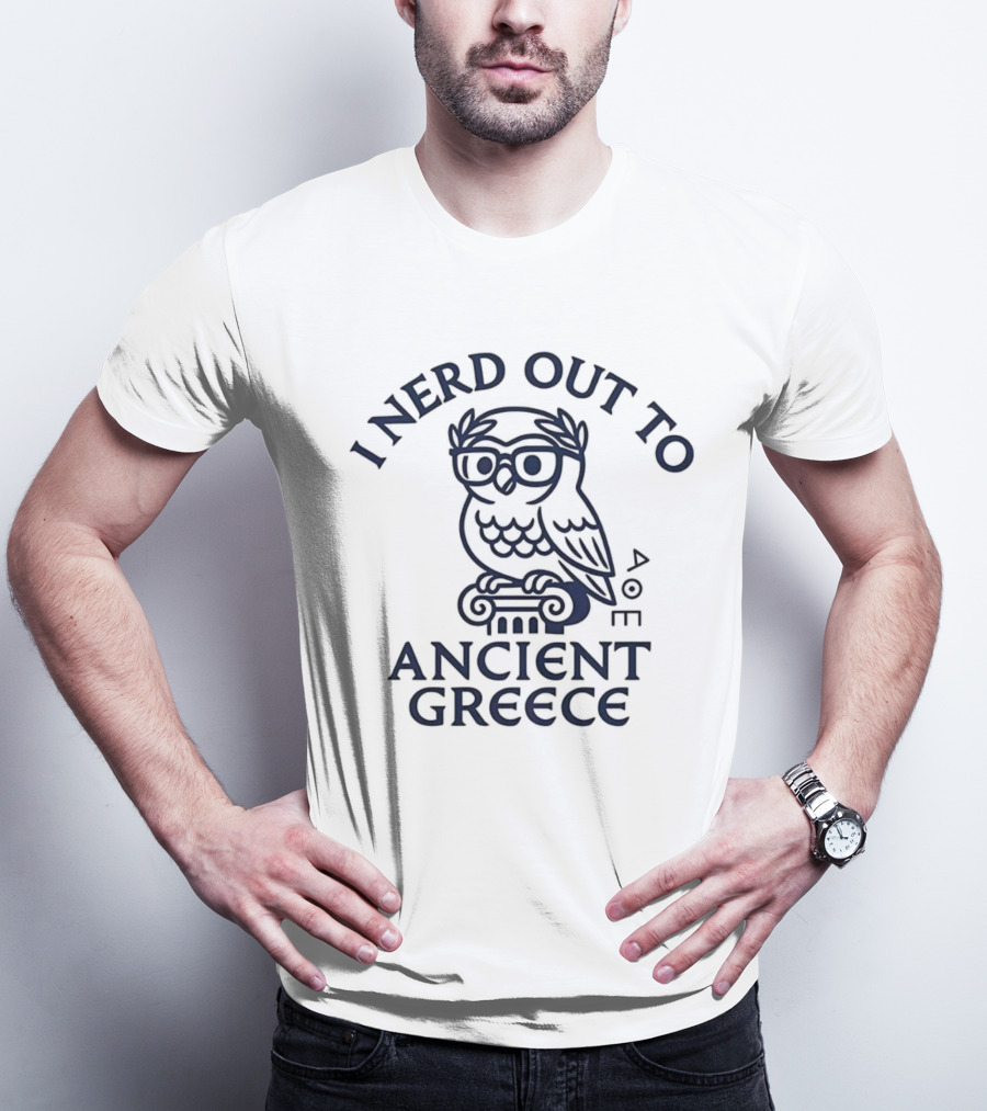 I Nerd Out To Ancient Greece Owl Illustration T-Shirt