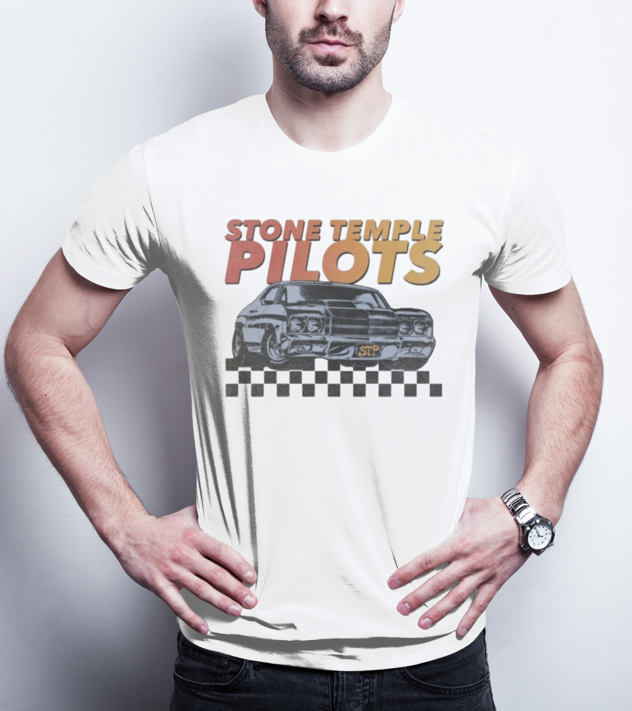 Stone Temple Pilots STP Car Racing Checkerboard T-Shirt