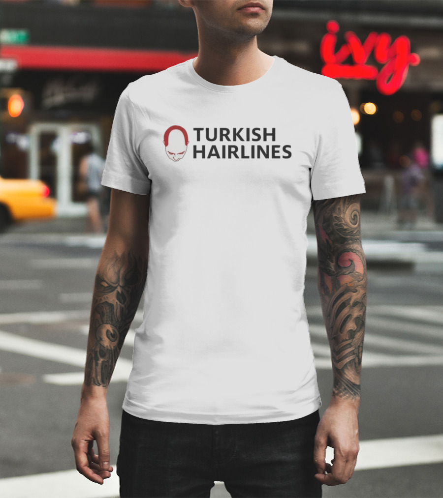 Turkish Hairlines Bald Head Graphic Balding Joke T-Shirt