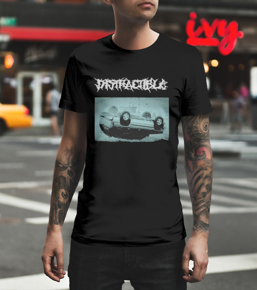 Distractible Crash Metal Car Upside Down Vehicle T-Shirt
