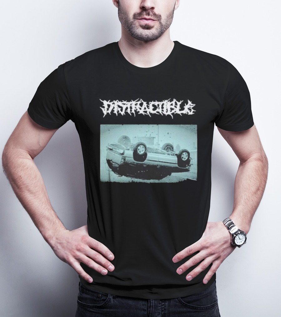 Distractible Crash Metal Car Upside Down Vehicle T-Shirt