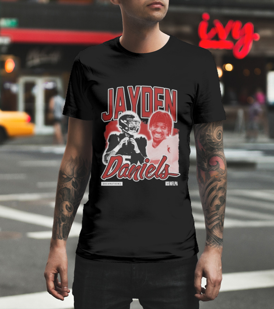 Jayden Daniels Dreamathon NFLPA Football Collaboration T-Shirt