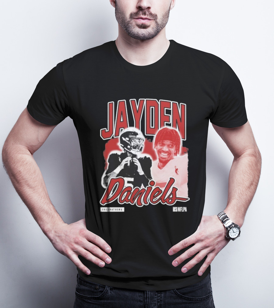 Jayden Daniels Dreamathon NFLPA Football Collaboration T-Shirt