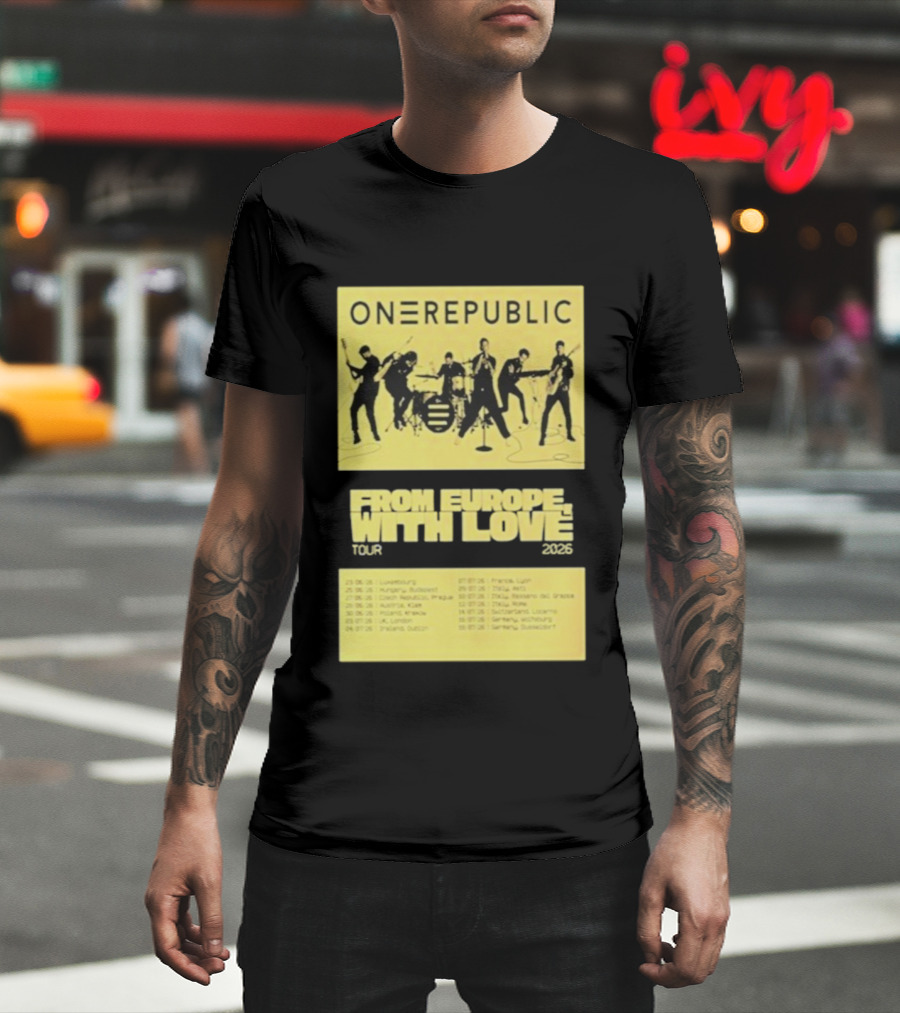 ONEREPUBLIC From Europe With Love Tour 2026 Concert Dates And Cities T-Shirt