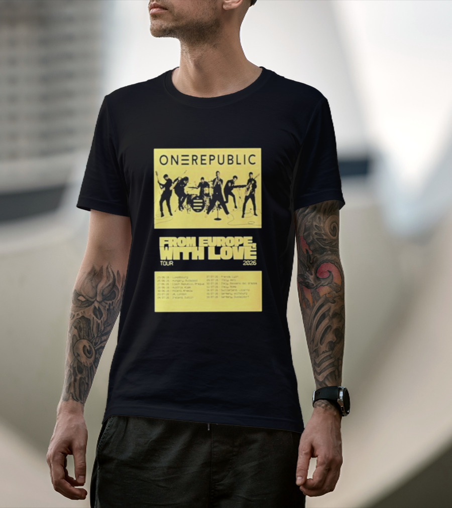 ONEREPUBLIC From Europe With Love Tour 2026 Concert Dates And Cities T-Shirt
