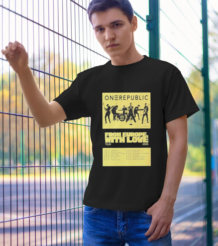 ONEREPUBLIC From Europe With Love Tour 2026 Concert Dates And Cities T-Shirt
