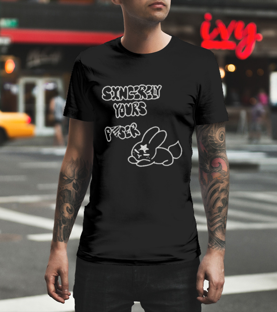 Sincerely Yours Poser Bunny Star Eyed Playful Character T-Shirt