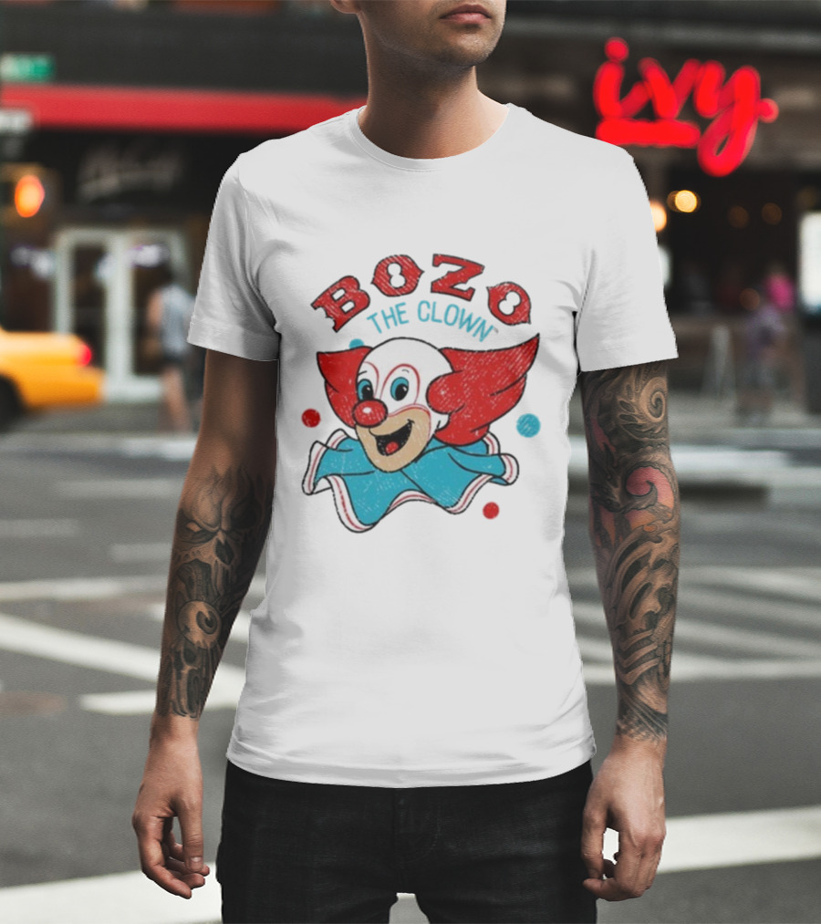 Bozo The Clown Vintage Cartoon Red Blue Fun Design T-Shirt