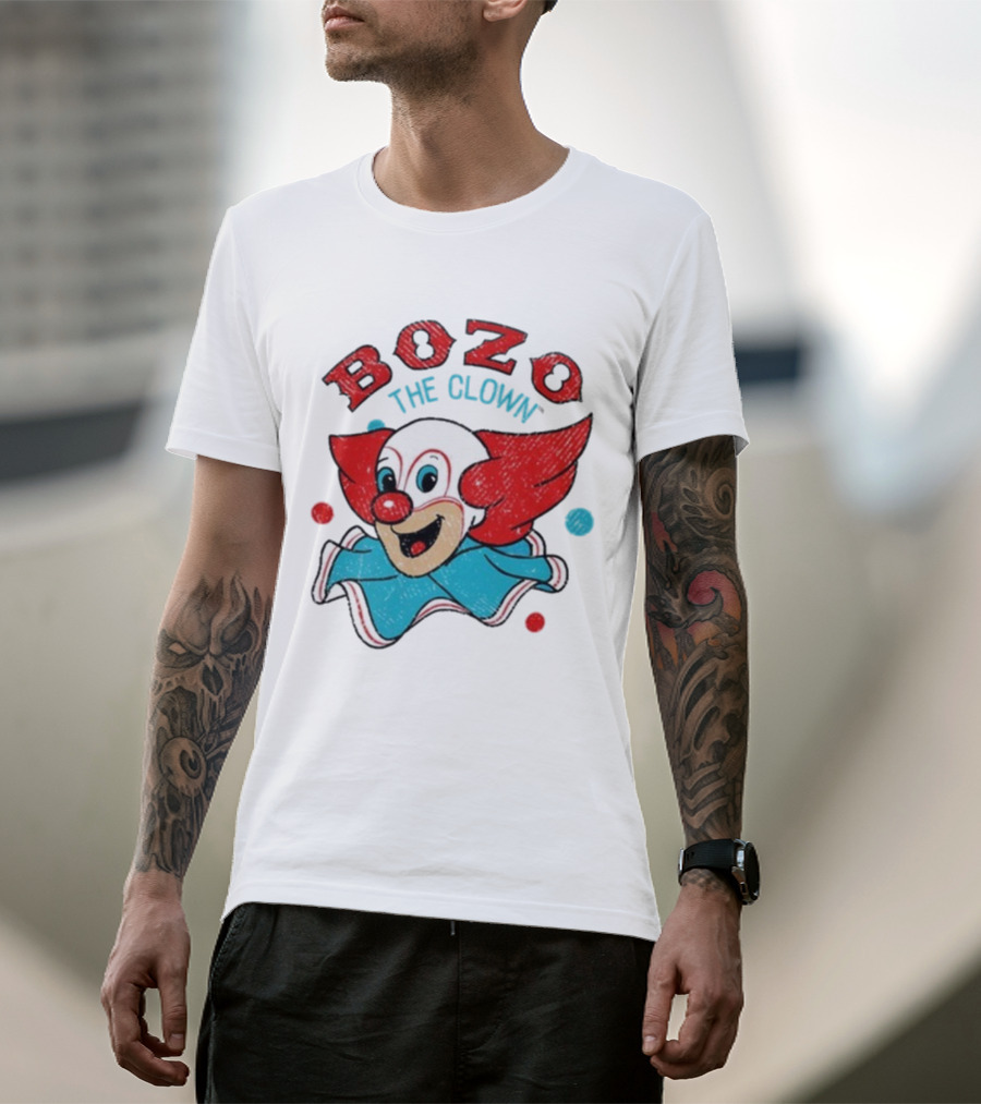 Bozo The Clown Vintage Cartoon Red Blue Fun Design T-Shirt