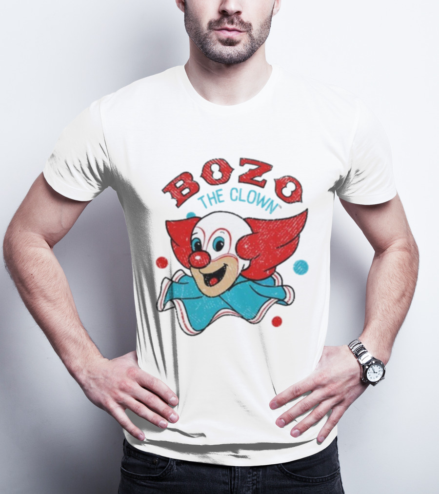 Bozo The Clown Vintage Cartoon Red Blue Fun Design T-Shirt