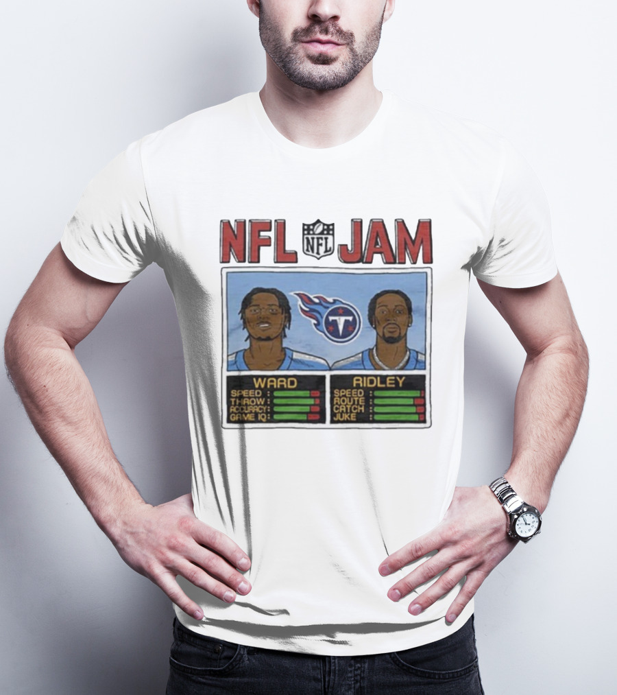 NFL Jam Tennessee Titans Ward Ridley Speed Throw Route Catch Juke T-Shirt