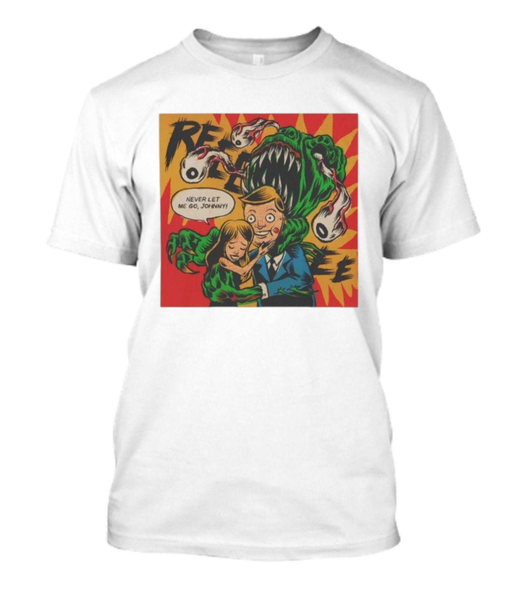 Creepy Comic Style Monster Attack Never Let Me Go Johnny Retro Art T-Shirt