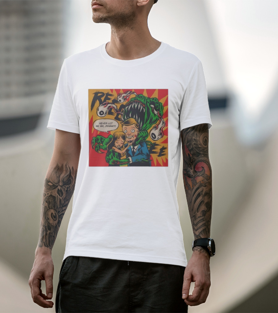 Creepy Comic Style Monster Attack Never Let Me Go Johnny Retro Art T-Shirt