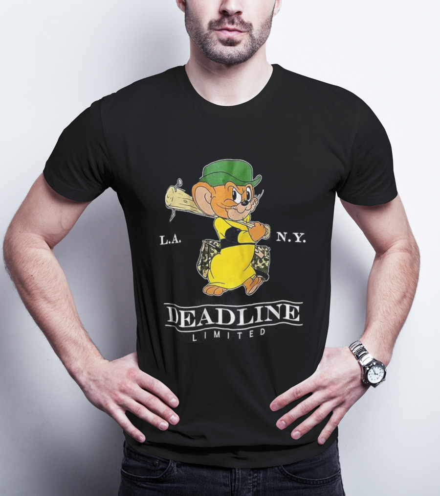 Jerry Deadline Limited Character Baseball Wood Bat Iconic Sports Style T-Shirt