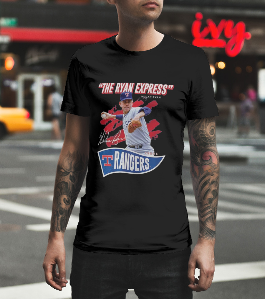 Texas Rangers The Ryan Express Nolan Ryan Signature T-Shirt