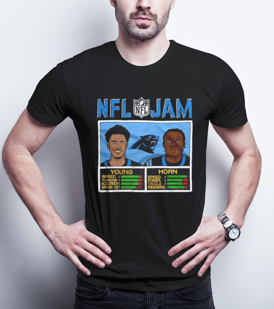 Bryce Young Jaycee Horn Carolina Panthers NFL Jam Classic Video Game Style T-Shirt