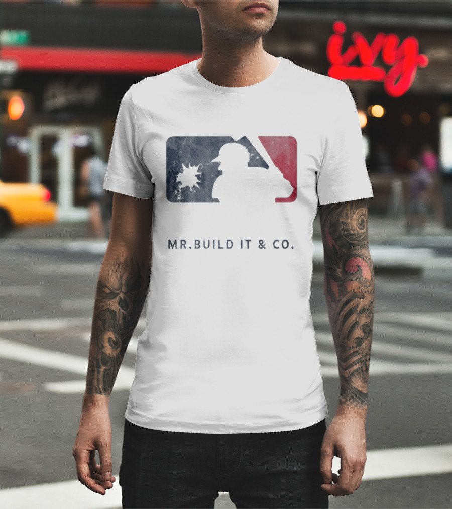 Mr Build It Wrecking Day MLB Bulldozer Silhouette T-Shirt