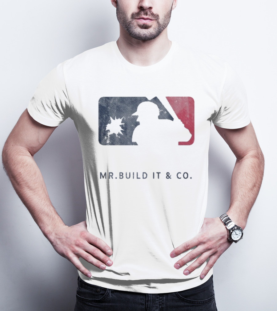 Mr Build It Wrecking Day MLB Bulldozer Silhouette T-Shirt