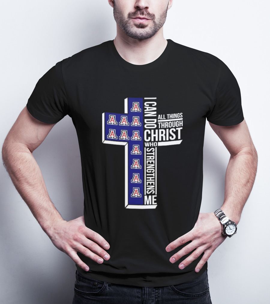 Arizona Wildcats Cross I Can Do All Things Through Christ Who Strengthens Me T-Shirt