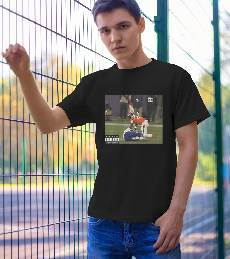 Denver Broncos Vs Buffalo Bills Explicit Content Tackle Controversial Interception Play T-Shirt