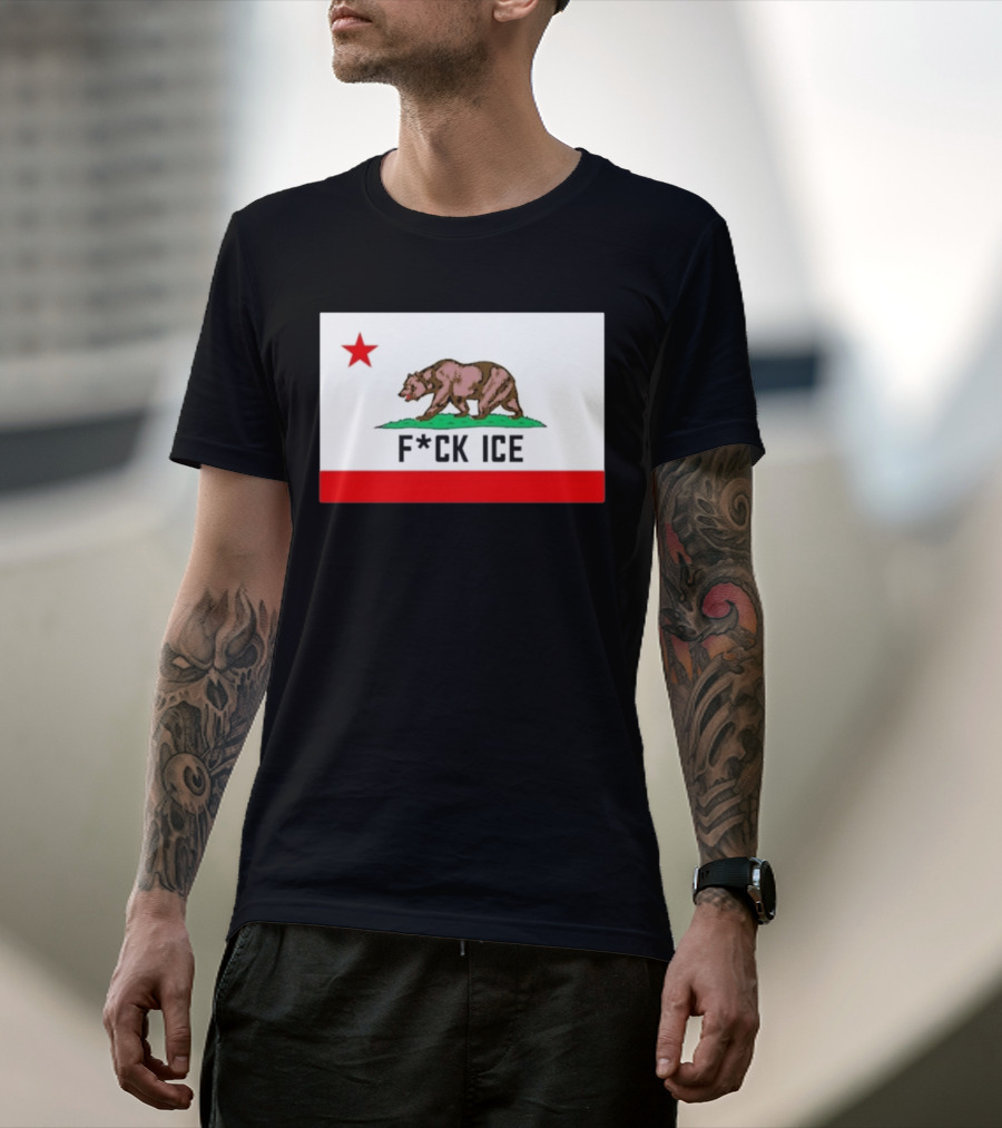 F*ck Ice Bear Flag California T-Shirt