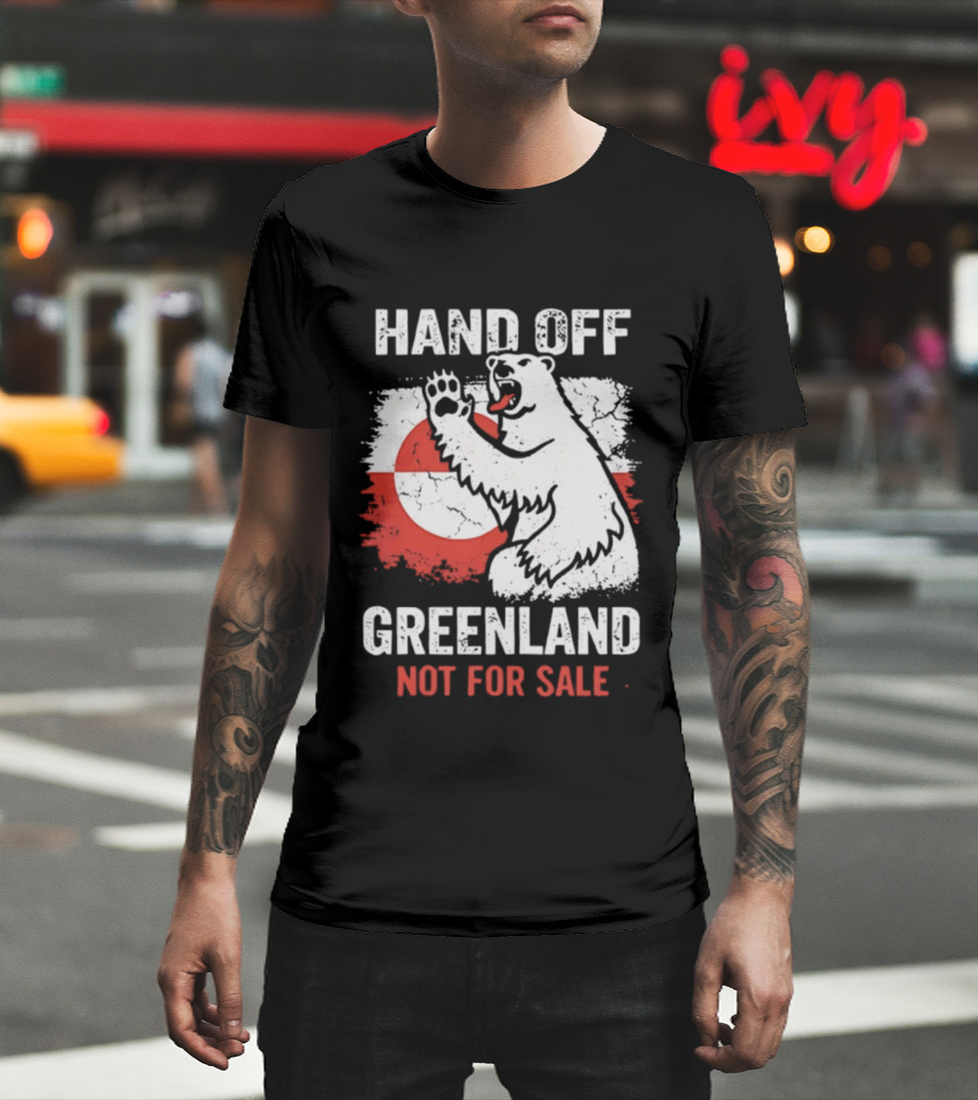 Hand Off Greenland Not For Sale Polar Bear Flag T-Shirt
