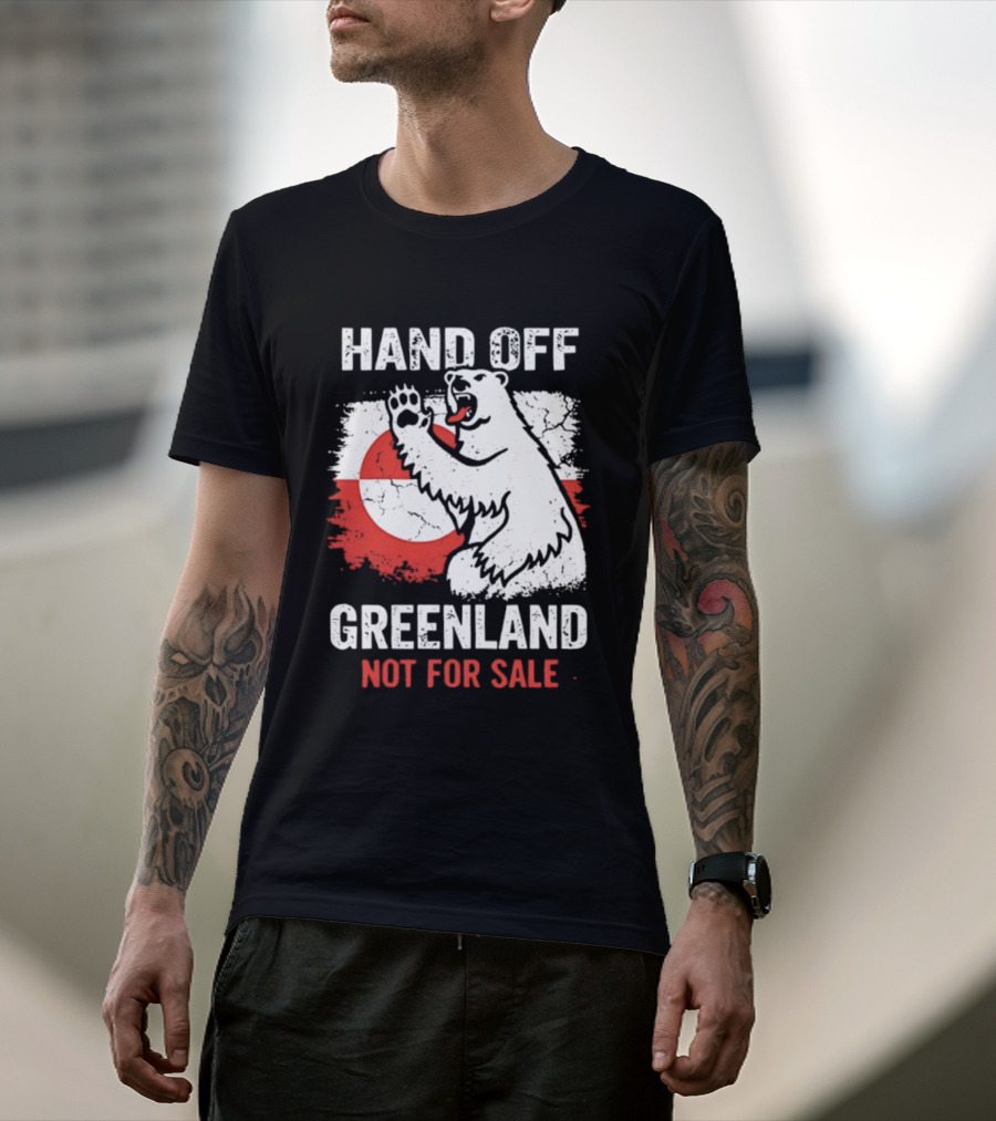 Hand Off Greenland Not For Sale Polar Bear Flag T-Shirt
