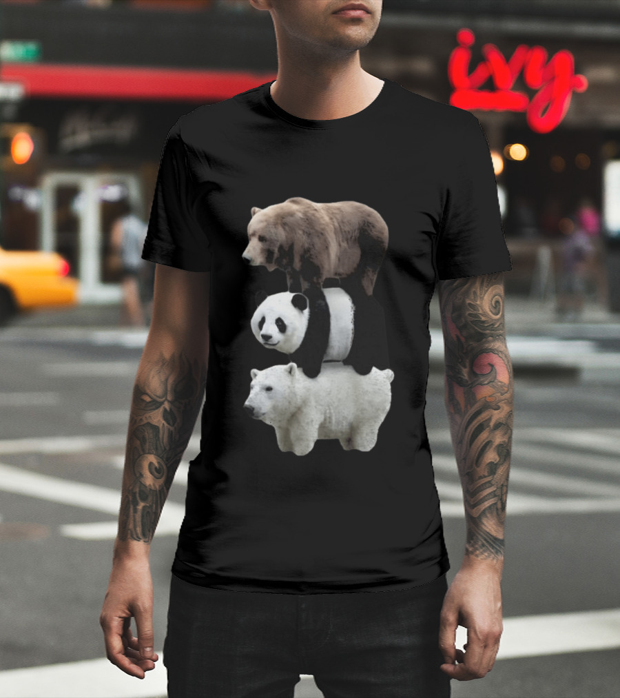 We Bears Realistic Stacked Brown Panda Polar Bears T-Shirt