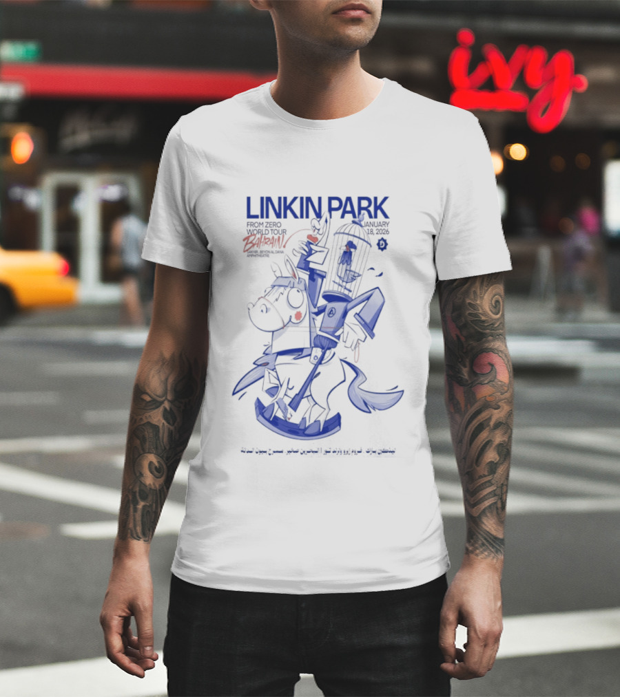 Linkin Park Road To Revolution Bahrain Tour Jan 18 2026 Signed T-Shirt