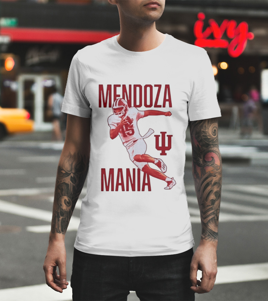 Mendoza Mania Indiana Hoosiers Football Player Action Icon IU T-Shirt