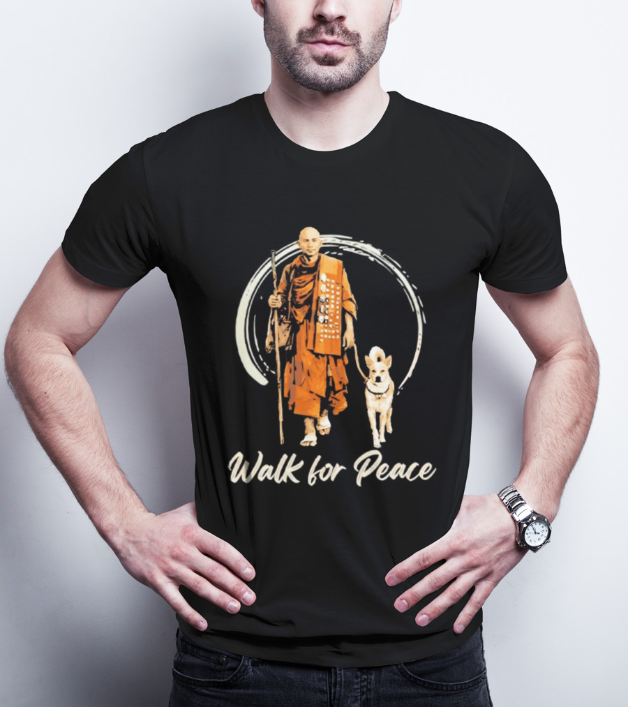 Walk For Peace Aloka With Monk And Dog T-Shirt
