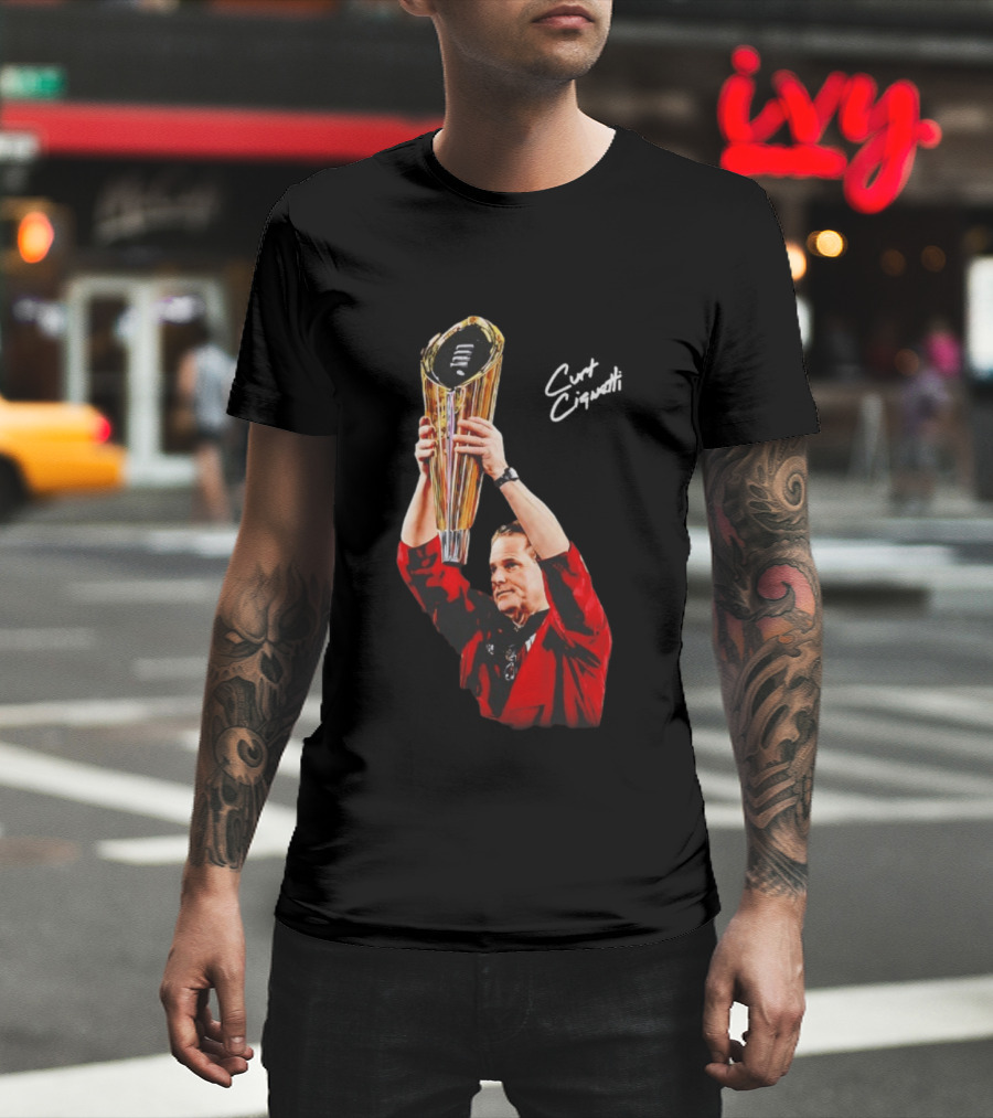 Curt Cignetti Trophy Hoist Indiana Hoosiers Coaching Legend T-Shirt