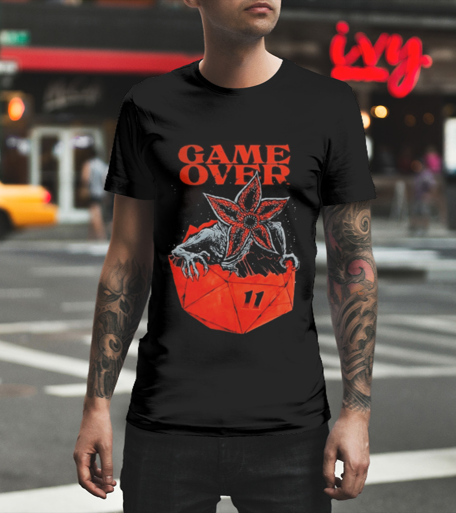 Game Over Stranger Things Demogorgon Eleven Dice T-Shirt