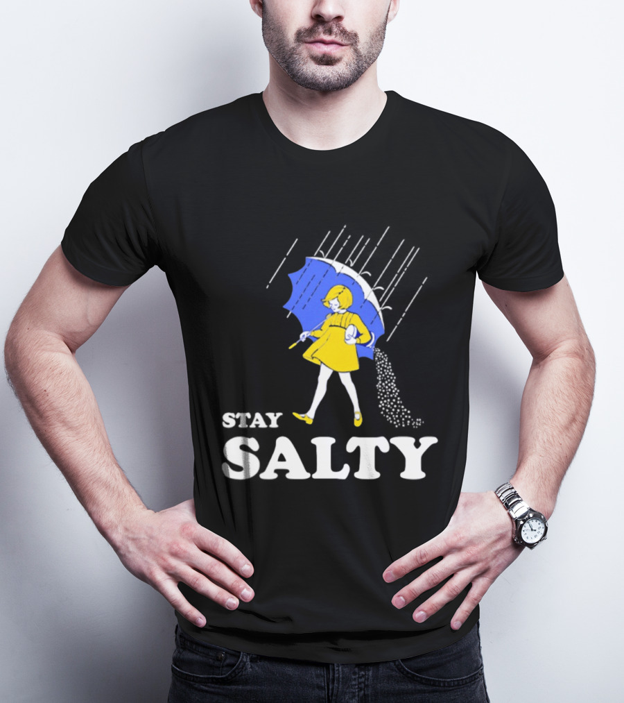 Stay Salty Girl In Yellow With Blue Umbrella T-Shirt