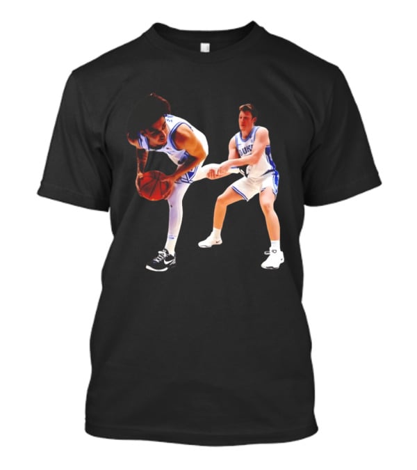 Kon Knueppel Grabbing Tyrese Proctor's Leg Duke Basketball T-Shirt