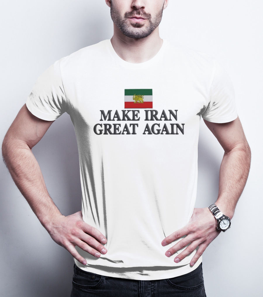 Make Iran Great Again Embroidered Flag Lion T-Shirt