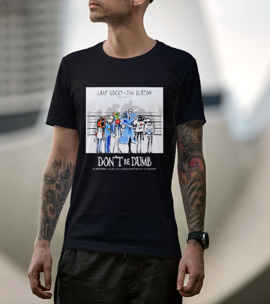 ASAP Rocky Tim Burton Presents Don't Be Dumb Shot Characters T-Shirt