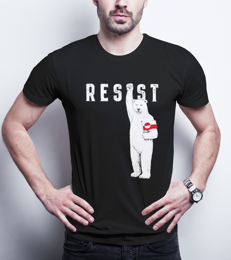 Resist Polar Bear Holding Greenland Flag T-Shirt