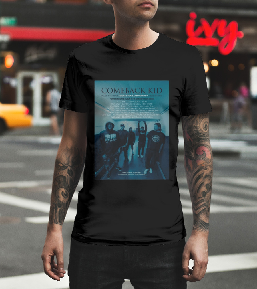 Comeback Kid Wake The Dead Twenty Year Anniversary Asia Australia Tour 2026 Dates T-Shirt