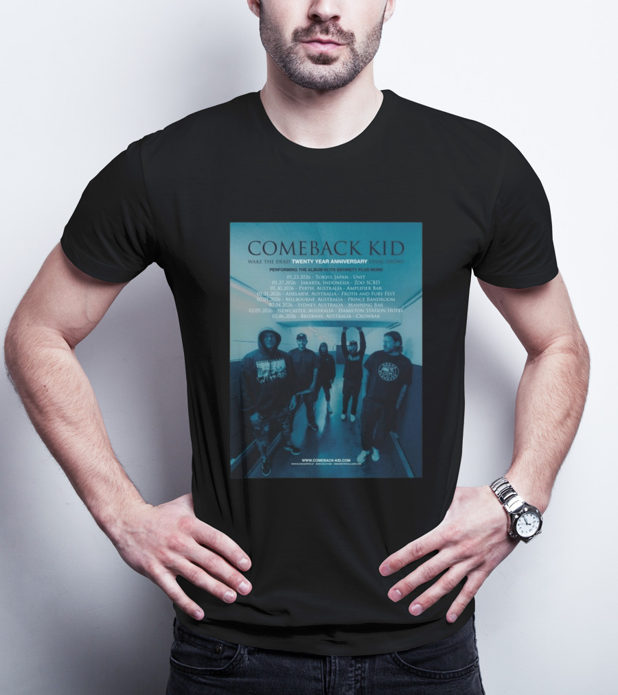 Comeback Kid Wake The Dead Twenty Year Anniversary Asia Australia Tour 2026 Dates T-Shirt