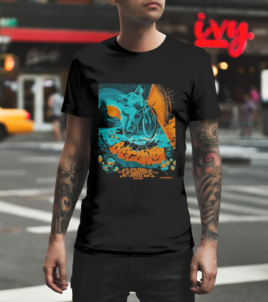 Bicycle Day Tour The Disco Biscuits West Coast April 2026 San Diego San Francisco Berkeley Crystal Bay T-Shirt