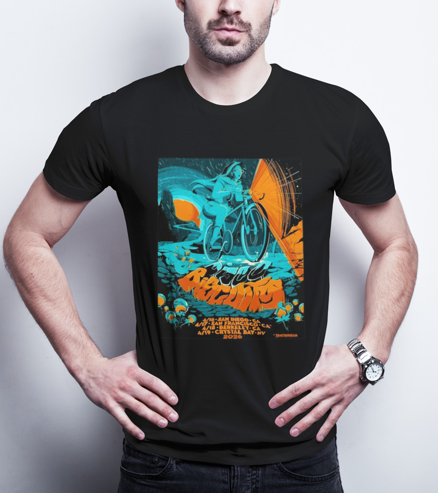Bicycle Day Tour The Disco Biscuits West Coast April 2026 San Diego San Francisco Berkeley Crystal Bay T-Shirt