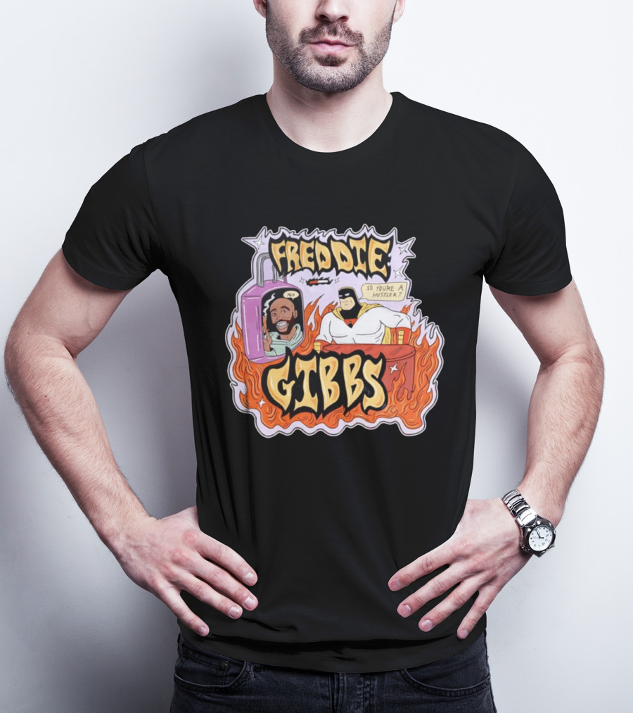 Freddie Gibbs Cartoon Space Ghost So You're A Hustler Flame T-Shirt