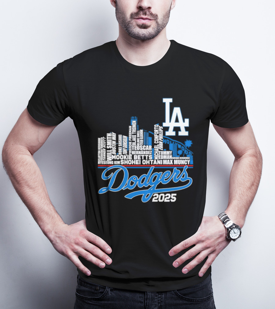 Los Angeles Dodgers 2025 City Skyline Name Players T-Shirt