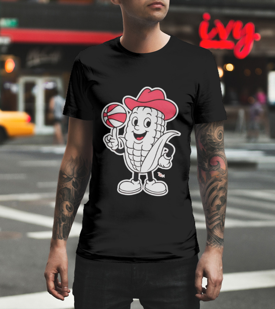 Nebraska Cornhuskers Cowboy Corn Basketball Playful T-Shirt