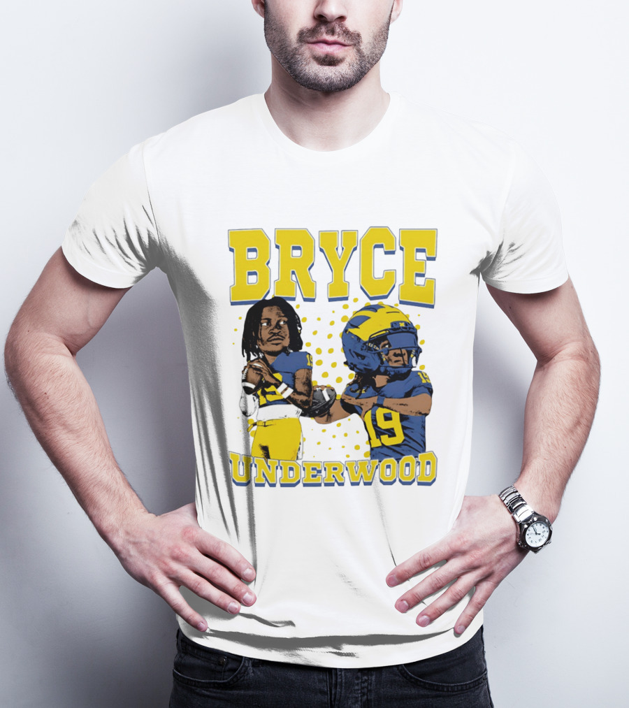 Bryce Underwood Michigan Blue And Yellow Football Caricature 19 T-Shirt